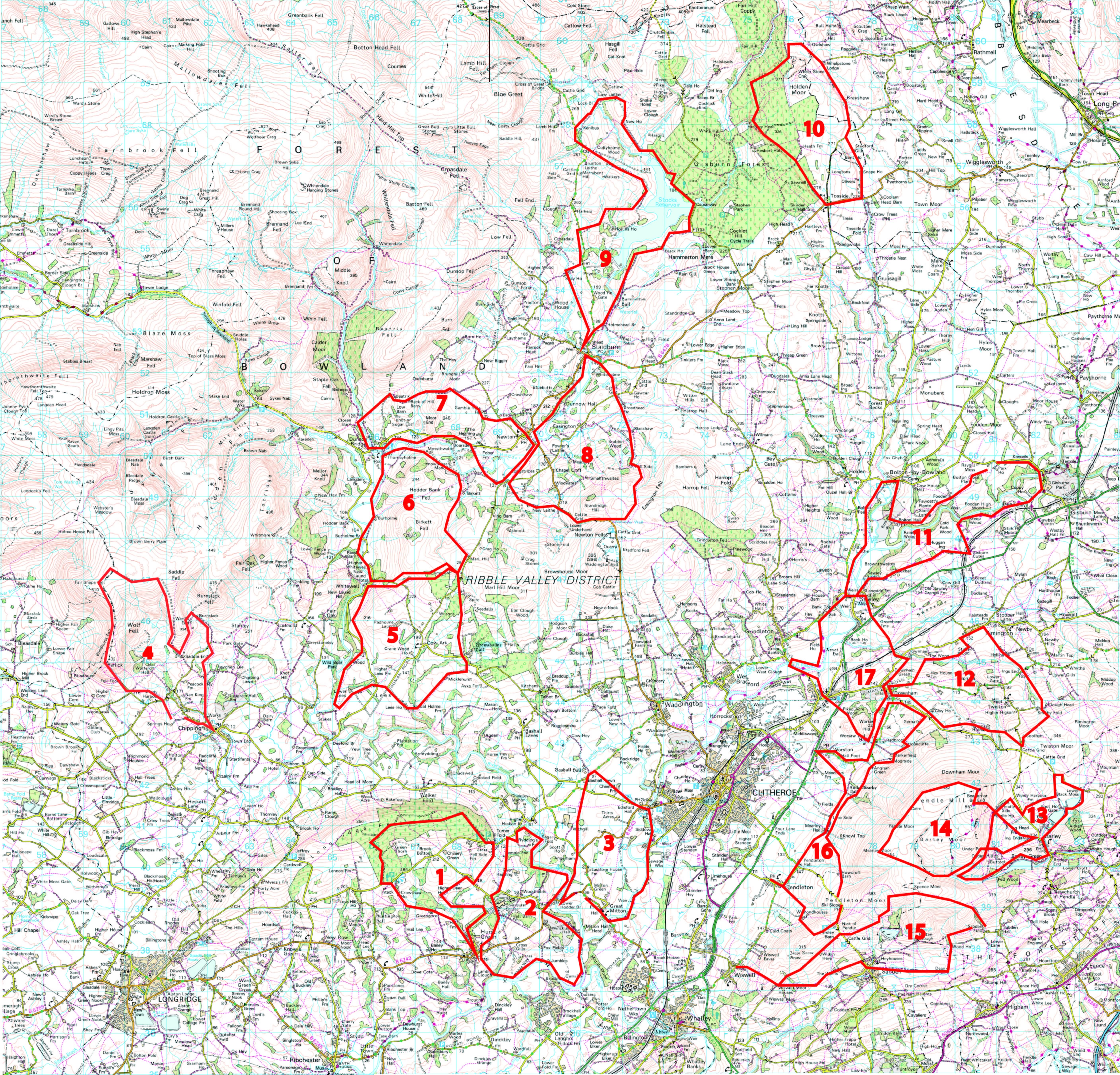Area Map of the Forest of Bowland