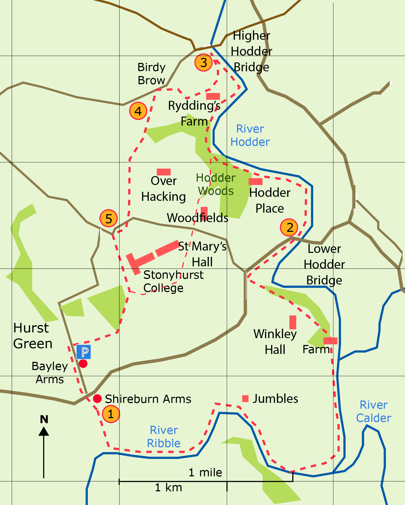 A Circular Walk from Hurst Green along the River Hodder